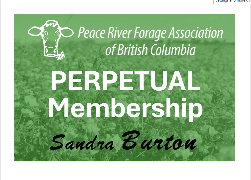 Honouring Sandra Burton - Peace River Forage Association