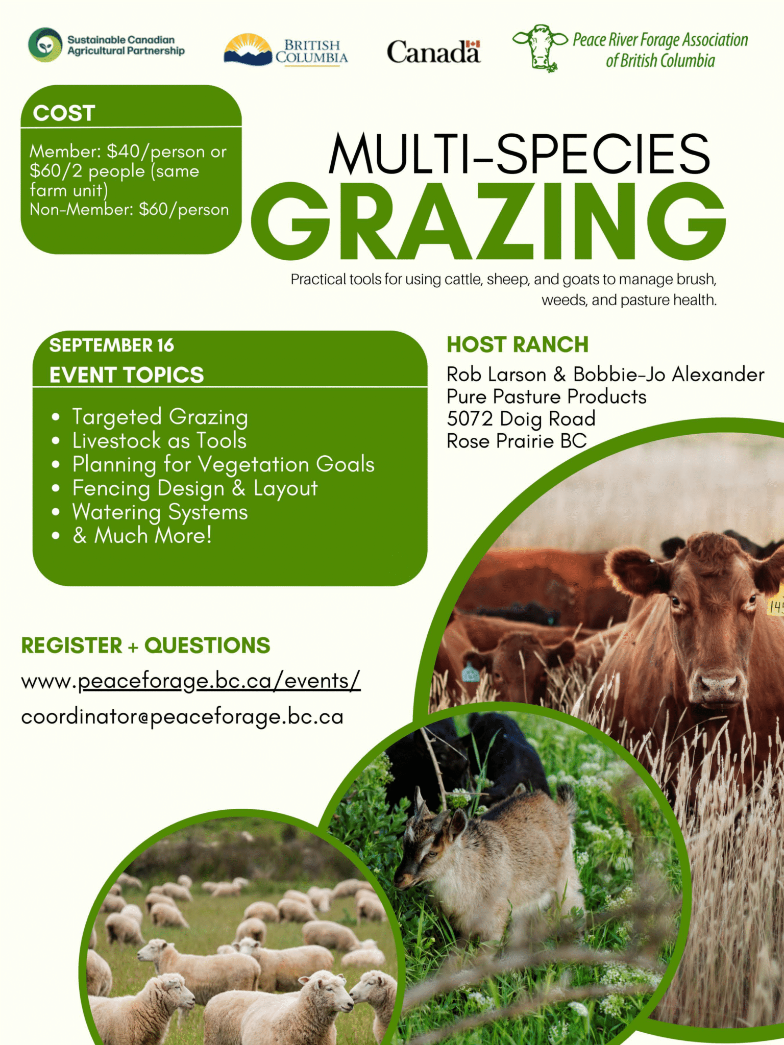 Sept 16th: MULTI-SPECIES GRAZING, 9am-4pm - Peace River Forage Association